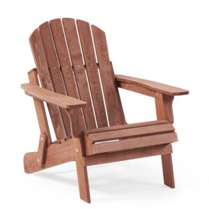 oversize wooden outdoor folding adirondack chair with pre-assembled backrest & seatboard, wood patio chair for garden backyard porch pool deck firepit