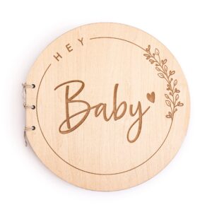 hey baby wood baby shower guest book alternatives for boy or girl, rustic baby shower guest sign in book, keepsakes for baby shower, gift for new parents and expecting mothers