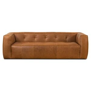 poly & bark capa sofa in full-grain pure-aniline italian tanned leather in saddle tan