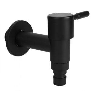 black bathroom fauce,kitchen bathroom sink faucet,household stainless steel black quick single cold faucet washing machine water tap g1/2in male thread(black short washing machine faucet)