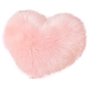 luwsldirr plush pillow reusable heart shaped fluffy sofa cushion flexible eye-catching light pink