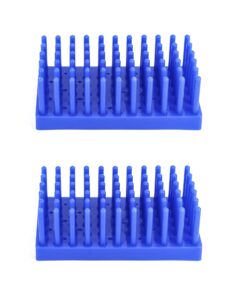 qwork test tube rack, plastic spike drying rack holds, 2 pack, 66-position, for 12-16 mm tubes, blue