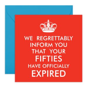 central 23 happy 60th birthday card - 'fifties have expired' - funny birthday cards for women men age 60 - dad mom him her - 60 year old - comes with fun stickers