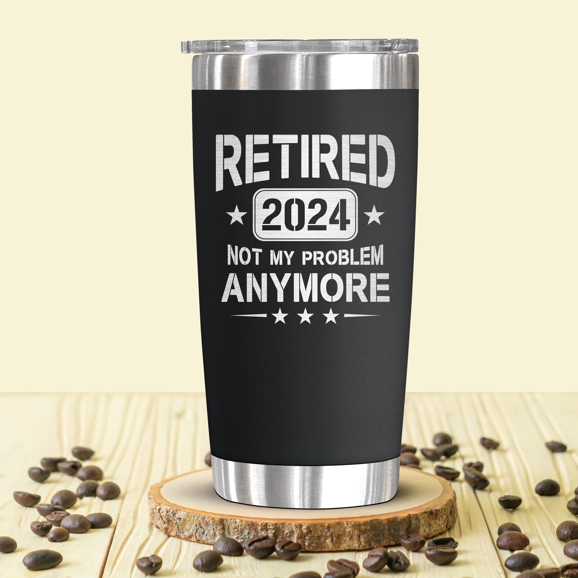 Retirement Gifts for Men, Women, Teacher, Coworkers 2024 - Farewell, Coworker Leaving, Happy Retirement Gifts, Humorous Retirement Gifts Idea, Funny Retired Gifts for Men 20oz Coffee Tumbler (Black)