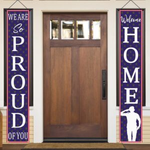 dodelygz military welcome home banner,patriotic theme deployment returning back military army homecoming party decoration,military soilder welcome home indoor outdoor porch decor