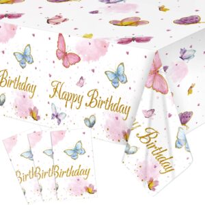 tiamon 3 pack butterfly tablecloth birthday party decorations plastic waterproof table covers rectangular disposable decor 108 x 54 inch for spring summer baby shower floral supplies favors