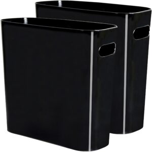 youngever 1.5 gallon slim trash can, plastic garbage container bin, small trash bin with handles for home office, living room, study room, kitchen, bathroom (2 pack black)