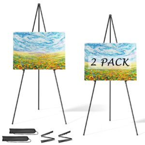 easel stand for display, aredy 63" portable painting easel, lightweight metal easels for painting canvas, wedding sign (2 pack)