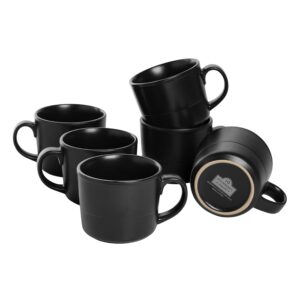 double line 3.75"/12 oz mug, set of 6, matte black