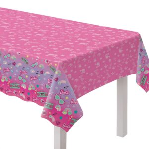 amscan barbie dream together vibrant plastic table cover - 54" x 96" (1 piece) - versatile, easy-to-clean, perfect for parties & themed occasions