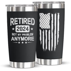 retirement gifts for men, women, teacher, coworkers 2024 - farewell, coworker leaving, happy retirement gifts, humorous retirement gifts idea, funny retired gifts for men 20oz coffee tumbler (black)