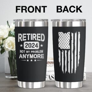 Retirement Gifts for Men, Women, Teacher, Coworkers 2024 - Farewell, Coworker Leaving, Happy Retirement Gifts, Humorous Retirement Gifts Idea, Funny Retired Gifts for Men 20oz Coffee Tumbler (Black)