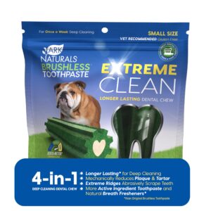 ark naturals extreme clean brushless toothpaste – small breeds, 12oz bag – long-lasting dog dental chew with toothpaste center – freshen breath, reduce plaque & tartar with dental chews for dogs