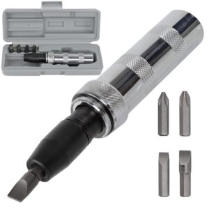 abn manual reversible impact driver set - flathead 5/16 and 3/8in and phillips #2 and #3 hand impact driver tool bits