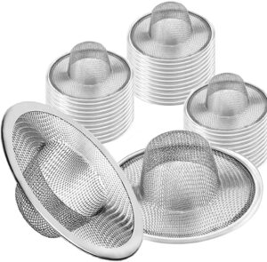 40pcs heavy duty stainless steel slop basket filter trap, 2.75" top / 1" mesh metal sink strainer,perfect for kitchen sink/bathroom bathtub wash basin floor drain balcony drain hole,utility