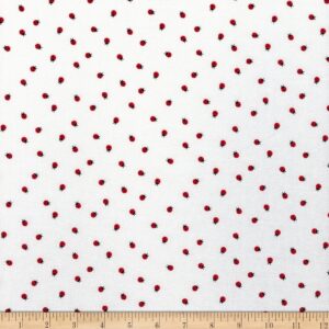 riley blake red hot ladybugs white, fabric by the yard