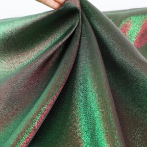 two tone iridescent fabric metallic thread color changing for sewing costume gown (green red blending) 50 inches wide, 4 yards