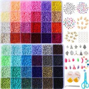 yitohop 8800+pcs 4mm 12/0 48 colors glass seed beads, charms bracelet jewelry making beads kit gifts for teen girls crafts for girls ages 8-12 christmas holiday gifts