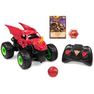 monster jam, bakugan dragonoid remote-control monster truck, kids toys for boys and girls aged 4 and up, 1:24 scale