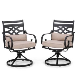 sophia and william patio swivel dining chairs set of 2, outdoor metal armchairs, outdoor dining chairs