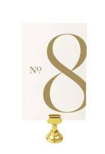 weekend paper co.™ modern table numbers, single sided 4x6 modern design, gold matte ink, numbers 1-25 for your wedding, reception, anniversary, birthday party or any celebration! (matte gold)