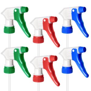 6 pack universal spray bottle replacement nozzle, mist & stream trigger sprayer for 16oz 24oz 32oz bottles, heavy duty mister head part w/ 10.2 inch tube for cleaning solutions, car detailing