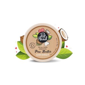 pet head on all paws coconut paw butter 1.4 oz. nourishing paw balm, moisturizes paws and noses to leave them soft and crack-free, lickable, gentle formula for puppies. made in usa