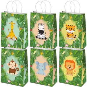 24 pieces safari goodie bag safari jungle party favor bags with handles for kids birthday jungle woodland gift bags for birthday party baby shower party supplies (classic style)