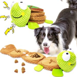 dog puzzle toys - dog enrichment squeaky snuffle treat hiding dispenser toy crinkle chew plush no stuffing durable stuffed toys for boredom dogs,dog toys for medium small large dog puppy doggy,turtle