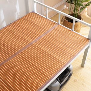 summer bamboo sleeping mat, foldable double sided bamboo mat for bed, mattress topper twin queen cool mat for living bedroom floor (90x190cm/35.4x74.8inch, bamboo)