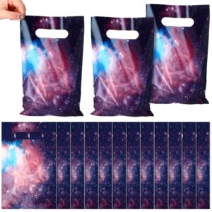 50 packs galaxy party favor bags candy favor bags goodie bags galaxy party supplies outer space party favors treat bags starry plastic gift bags for kids birthday party baby shower (purple galaxy)