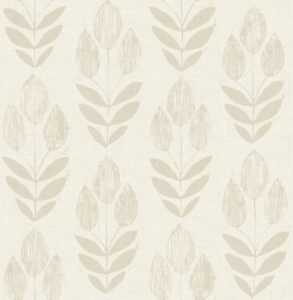 nuwallpaper cream folk tulip peel & stick wallpaper