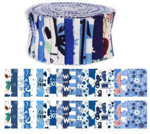 soimoi 40pcs baby boy print cotton precut fabrics for quilting craft strips 2.5x42inches jelly roll - medium blue