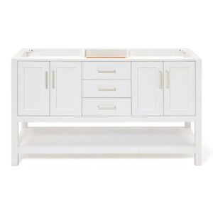 ariel magnolia 60" double sink base cabinet in white