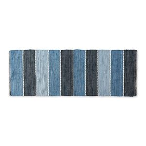 dii chindi rug collection, reversible, recycled yarn, hand-dyed, 2 ft 3in x 6 ft, denim