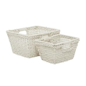 deco 79 farmhouse cotton storage basket, 9", 8"h, white