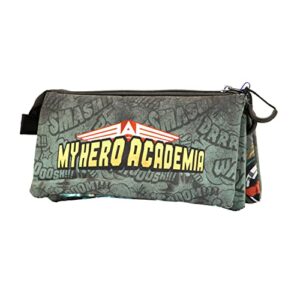 karactermania my hero academia battle-triple fan pencil case, military green, army green, talla única, fan battle triple pencil case