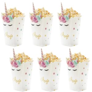 mohlx 12pcs magical unicorn party favor boxes unicorn party popcorn treat boxes snack treat box candy cookie container for baby shower, bridal shower, unicorn theme party favors decoration