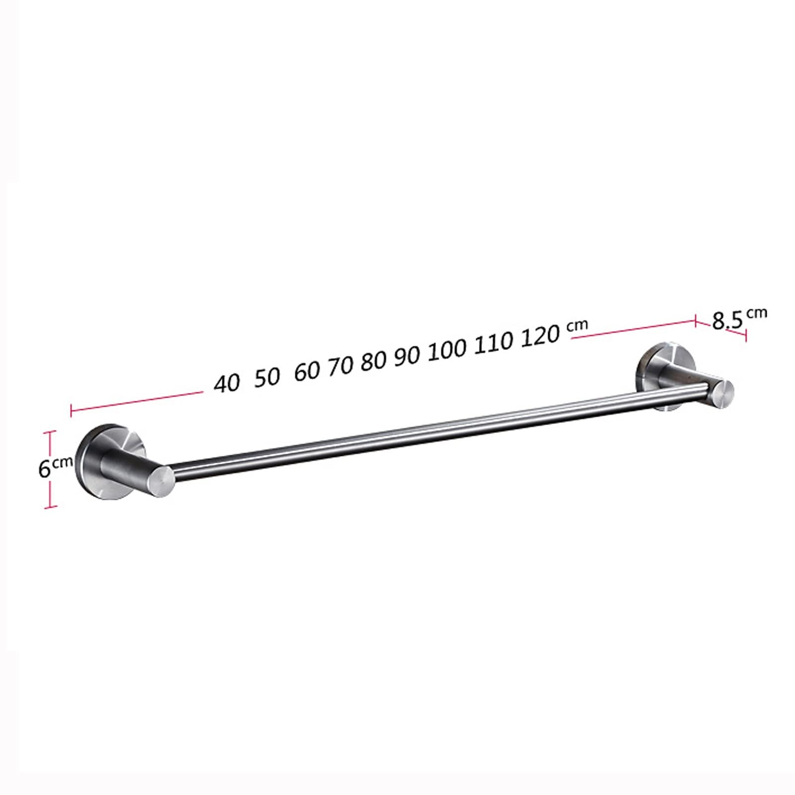 Stainless Steel Towel Bar Rails，80cm 100cm 120cm Large Size Towel Holder Wall Mounted Single Rod for Bathroom, Kitchen or Toilet (Size : 19.7inch(50cm))