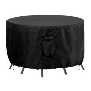 outdoorlines outdoor waterproof patio table furniture set covers - round couch sectional cover outside weatherproof patio furniture covering for deck, lawn and backyard 84" dia x 28" h, black