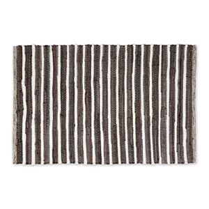 dii chindi home collection cotton handwoven slim stripe area rag rug, 2x3', dark brown