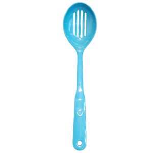 handy housewares 12.5" long handled colorful melamine slotted serving spoon (blue, 1 pack)