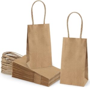 poever small kraft paper bags 25 pack mini brown paper bags 3.5x2.4x6.7 small gift bags with handles bulk for party favor small business