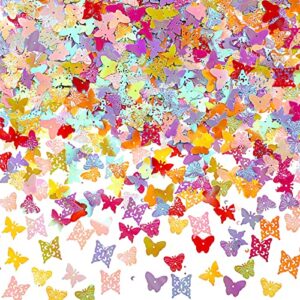 butterfly party table confetti colorful butterfly confetti glitter holographic flake sequins engagement bridal shower mother's day party birthday sprinkles scatter confetti decorations, 3.52 oz/100 g