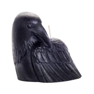 big dipper wax works black crow candle, 24-hour long burn, pure beeswax sculpted candle, 3.5” x 4”, spooky candle