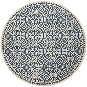 safavieh cambridge collection 3' round navy blue/ivory cam123g handmade moroccan wool entryway foyer living room bedroom kitchen area rug