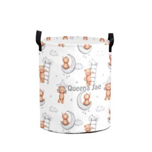 teddy bears moon, clouds stars storage bin, waterproof oxford fabric clothes basket organizer for laundry hamper,toy bins,gift baskets, bedroom, clothes,baby nursery