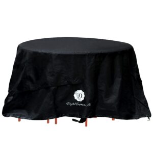 round patio table cover for outdoor furniture 100% waterproof uv resistant 92 l dia x 28 h black