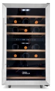 premiumlevella 18.9 in. wide 4.1 cu ft 43-bottle dual zone freestanding wine cooler with tempered glass door