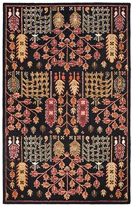 safavieh aspen collection accent rug - 2' x 3', black & red, handmade boho wool, ideal for high traffic areas in entryway, living room, bedroom (apn522z)